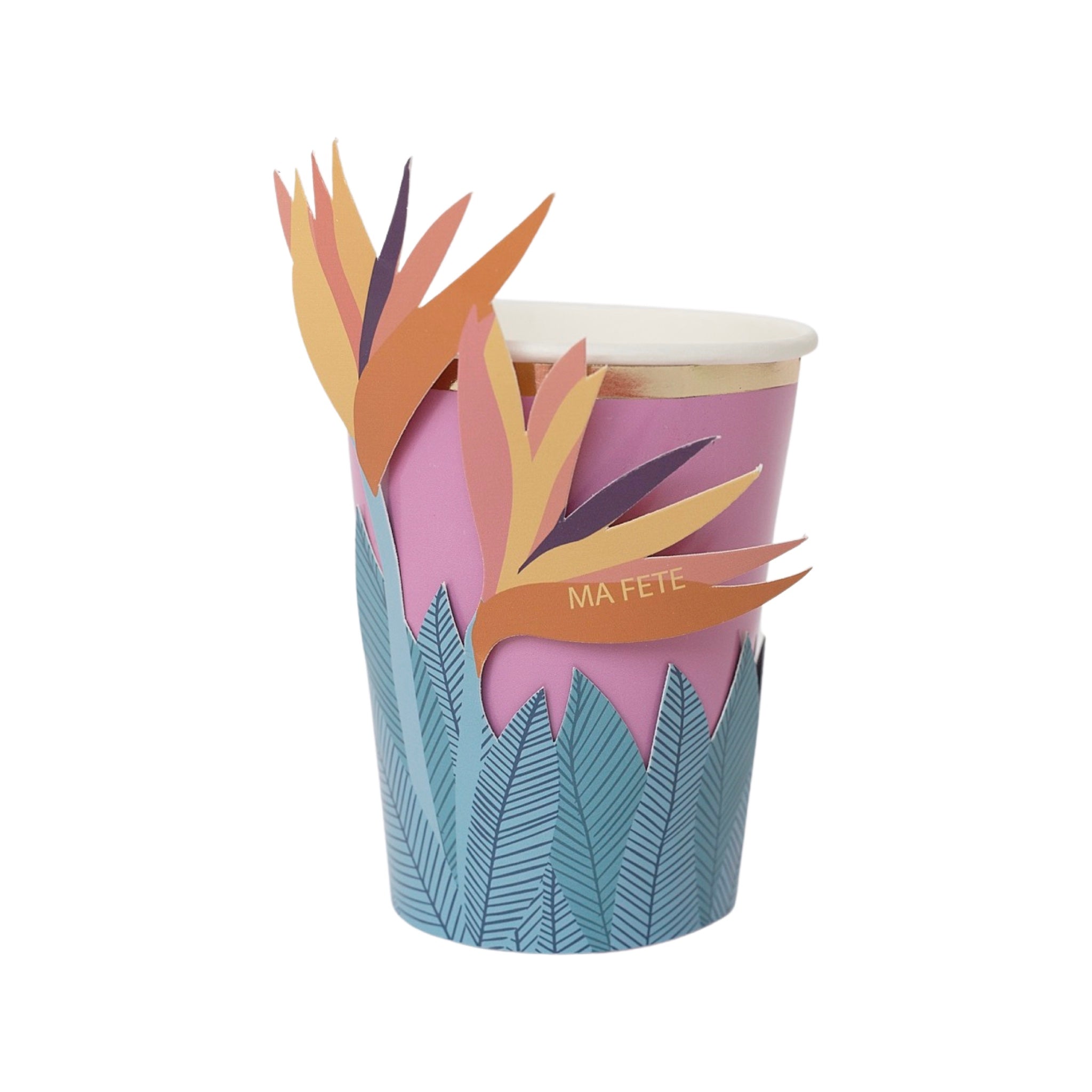Tropical Paper Cups with Flower Sleeves (8) – MA FÊTE